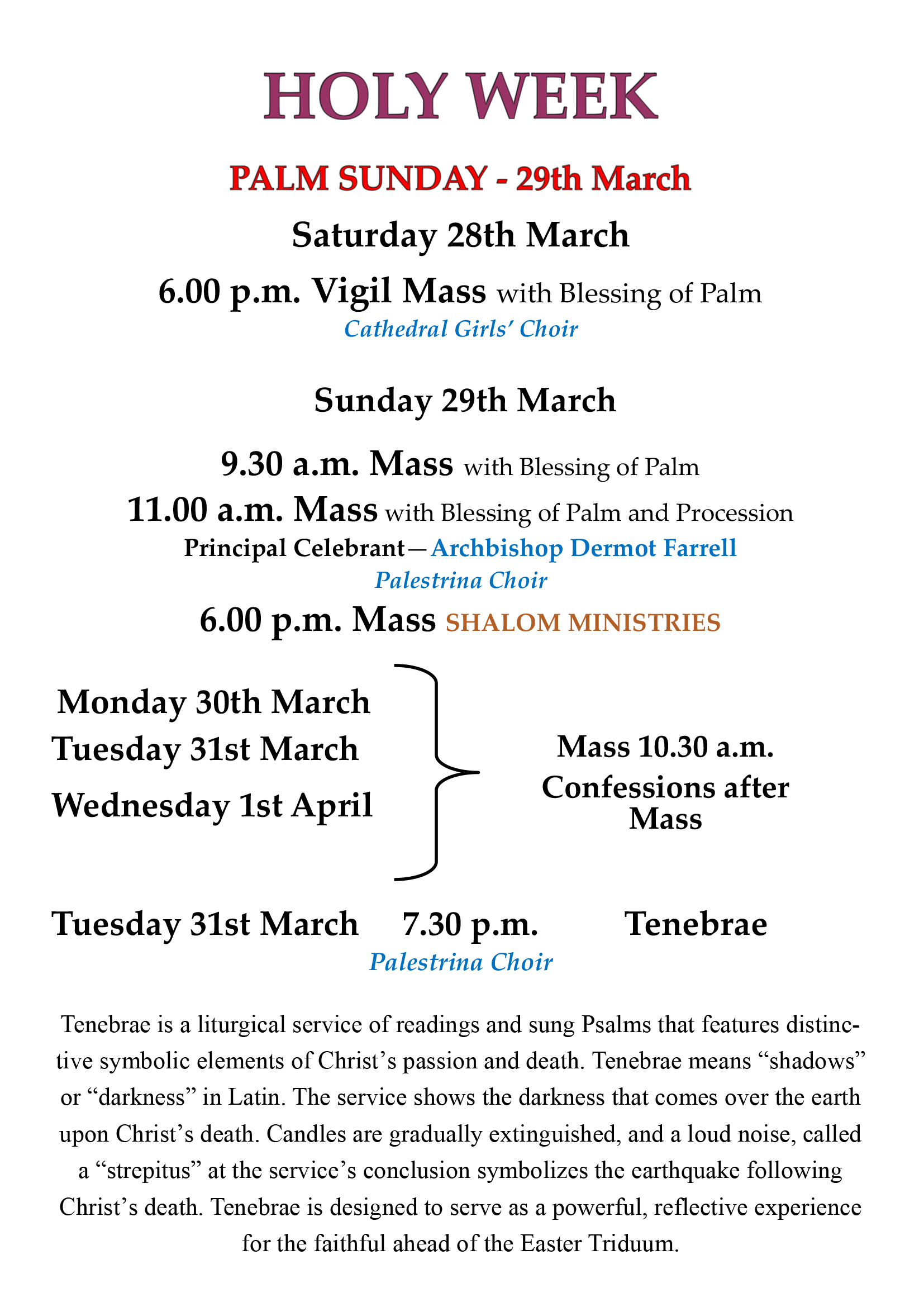 St Mary’s Cathedral Holy Week and Easter Schedule 2026 - Archdiocese of ...