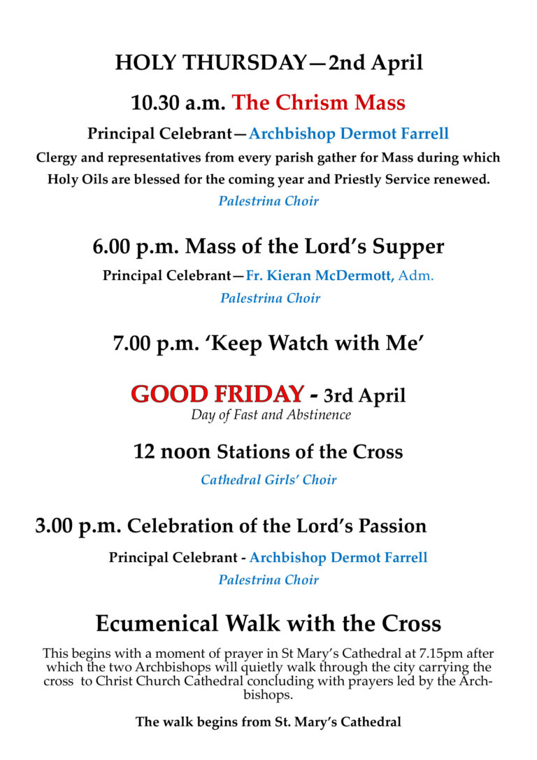 St Mary’s Cathedral Holy Week and Easter Schedule 2026 - Archdiocese of ...