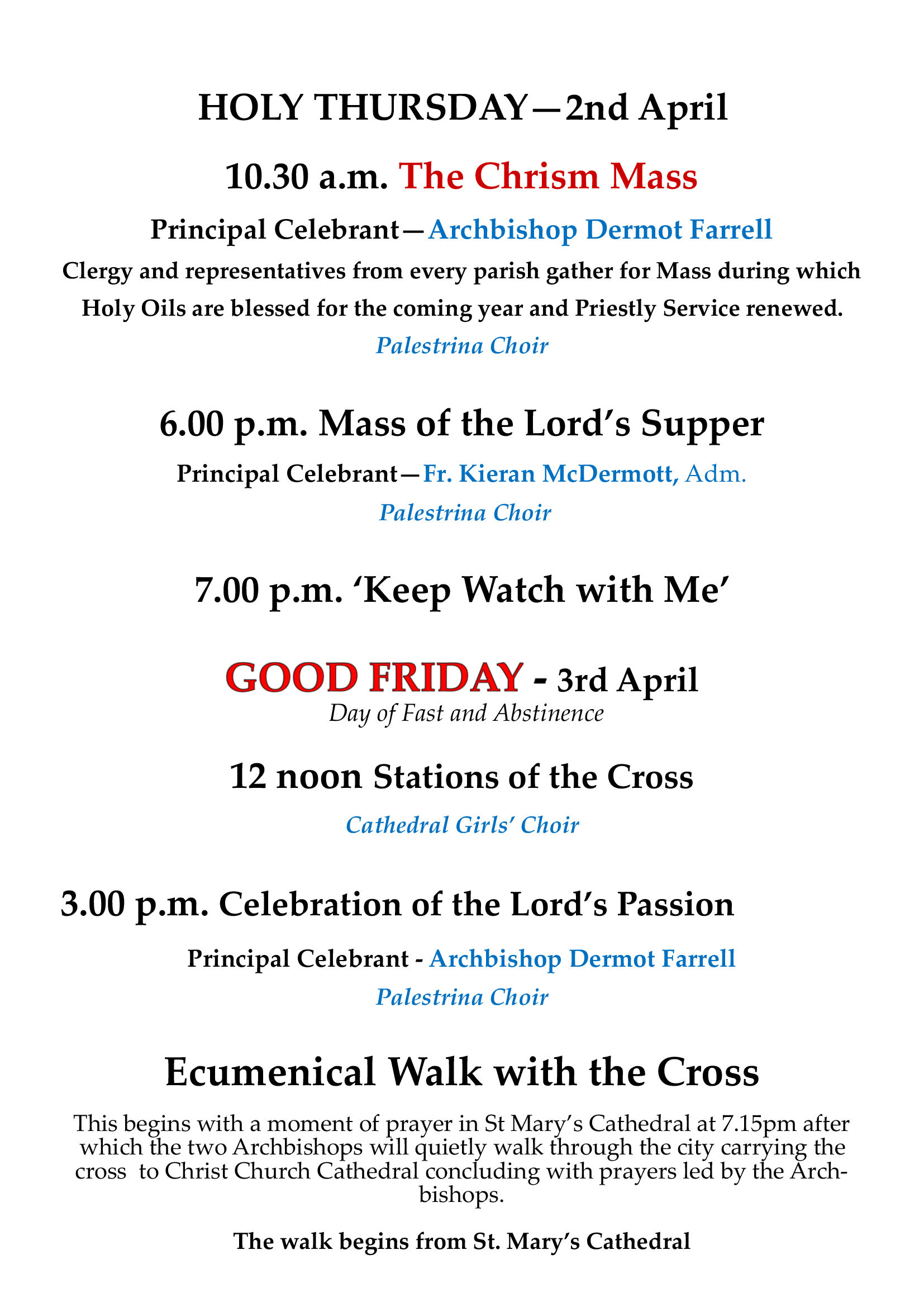 St Mary’s Cathedral Holy Week and Easter Schedule 2026 - Archdiocese of ...