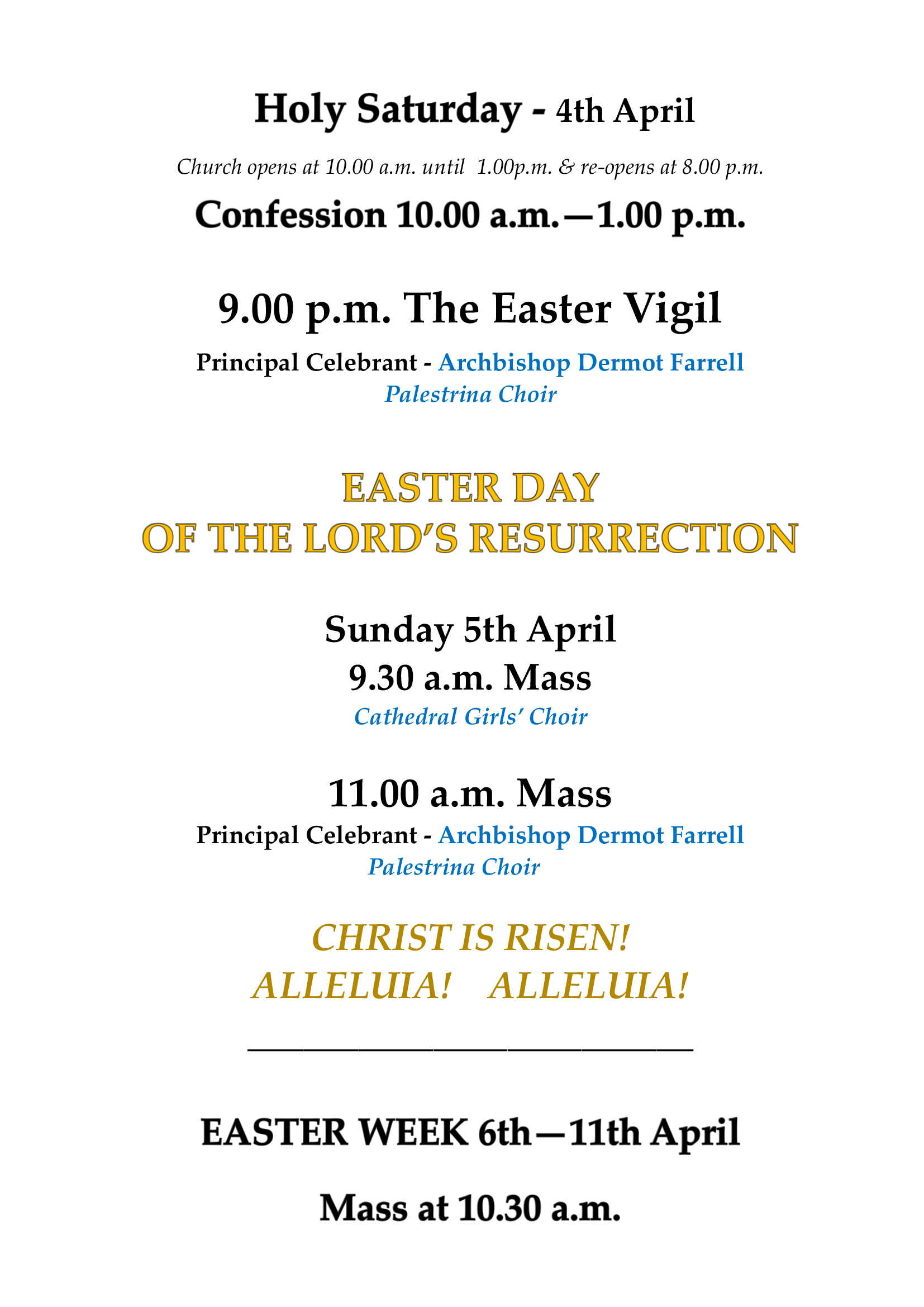St Mary’s Cathedral Holy Week and Easter Schedule 2026 - Archdiocese of ...